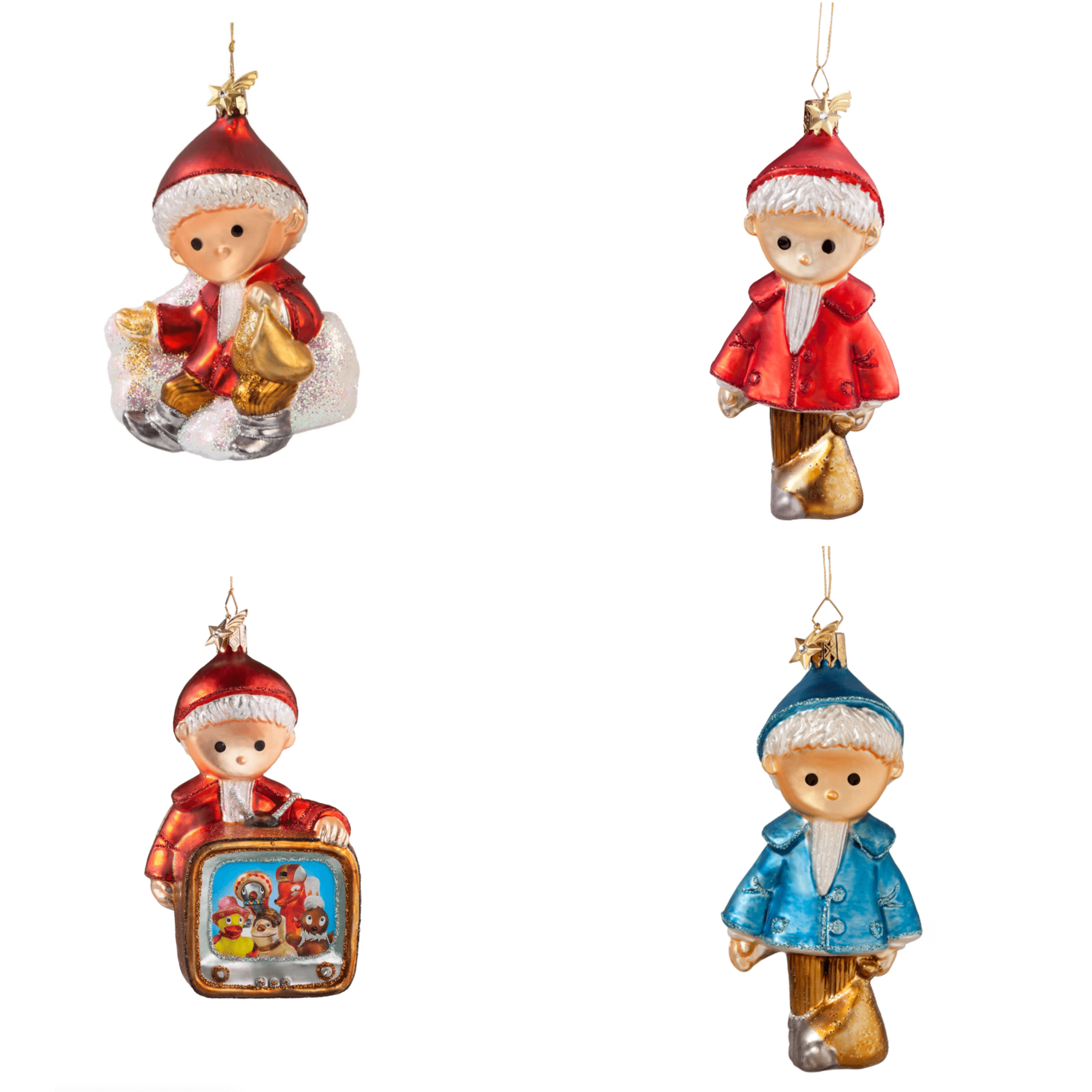 Sett med Jon Blund juletrepynt i glass – Julelysbutikken.no